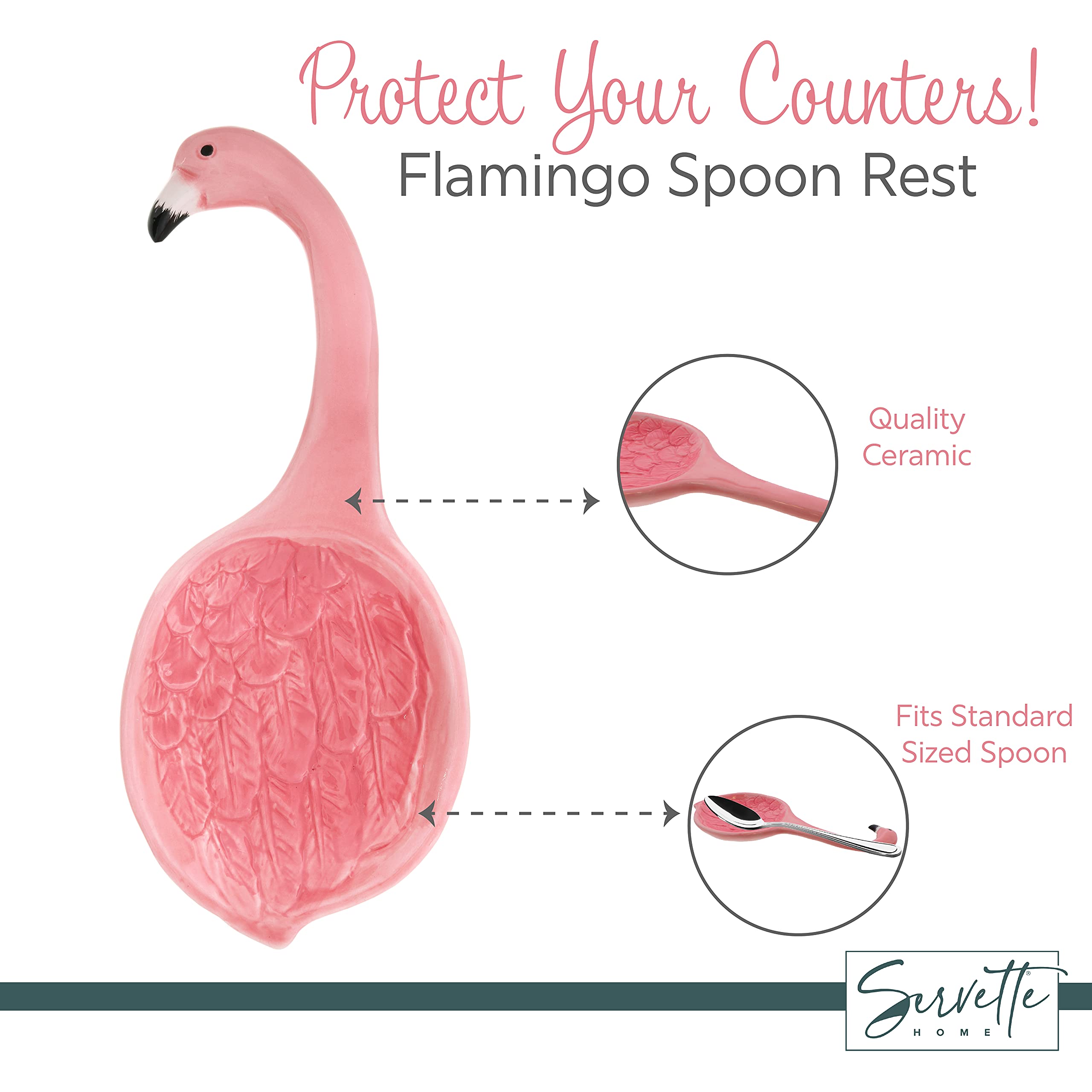 Ceramic Flamingo Standing Napkin Holder & Flamingo Spoon Rest