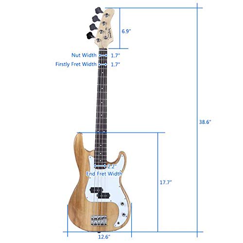 Bass Glarry GP Left-Hand Electric Bass Guitar Cord Wrench Tool Burlywood