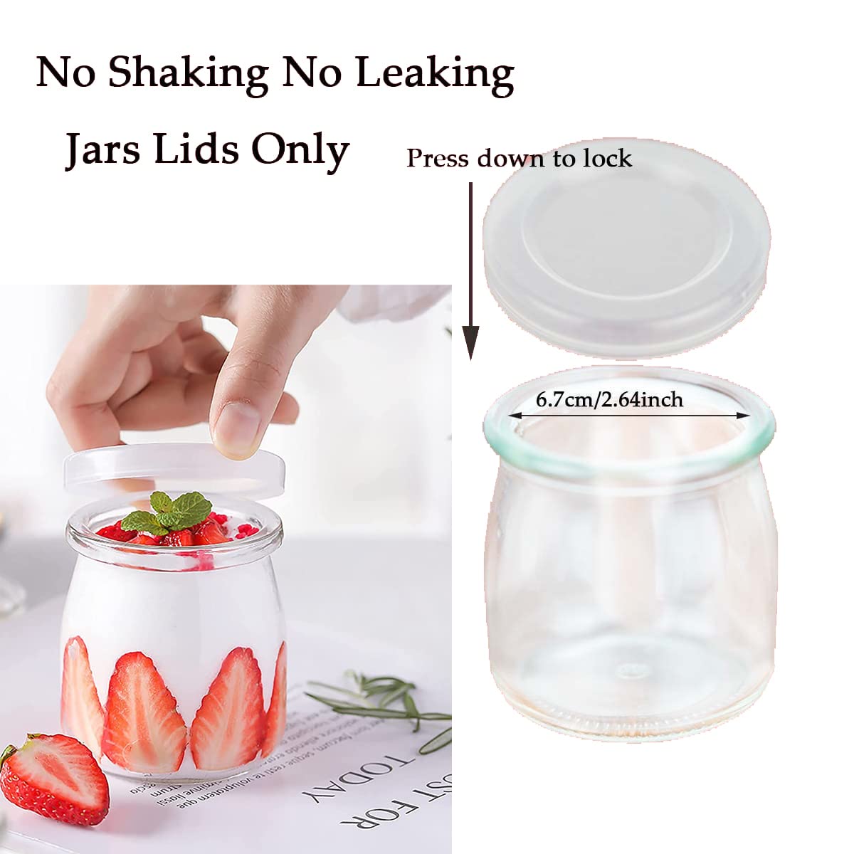 Boxweer Oui Yogurt Jar Lids - 30PCS Yogurt Container Lids Clear Plastic Yogurt Jar Lids Replacement Covers for Oui Yogurt Jars for Glass Jars Containers