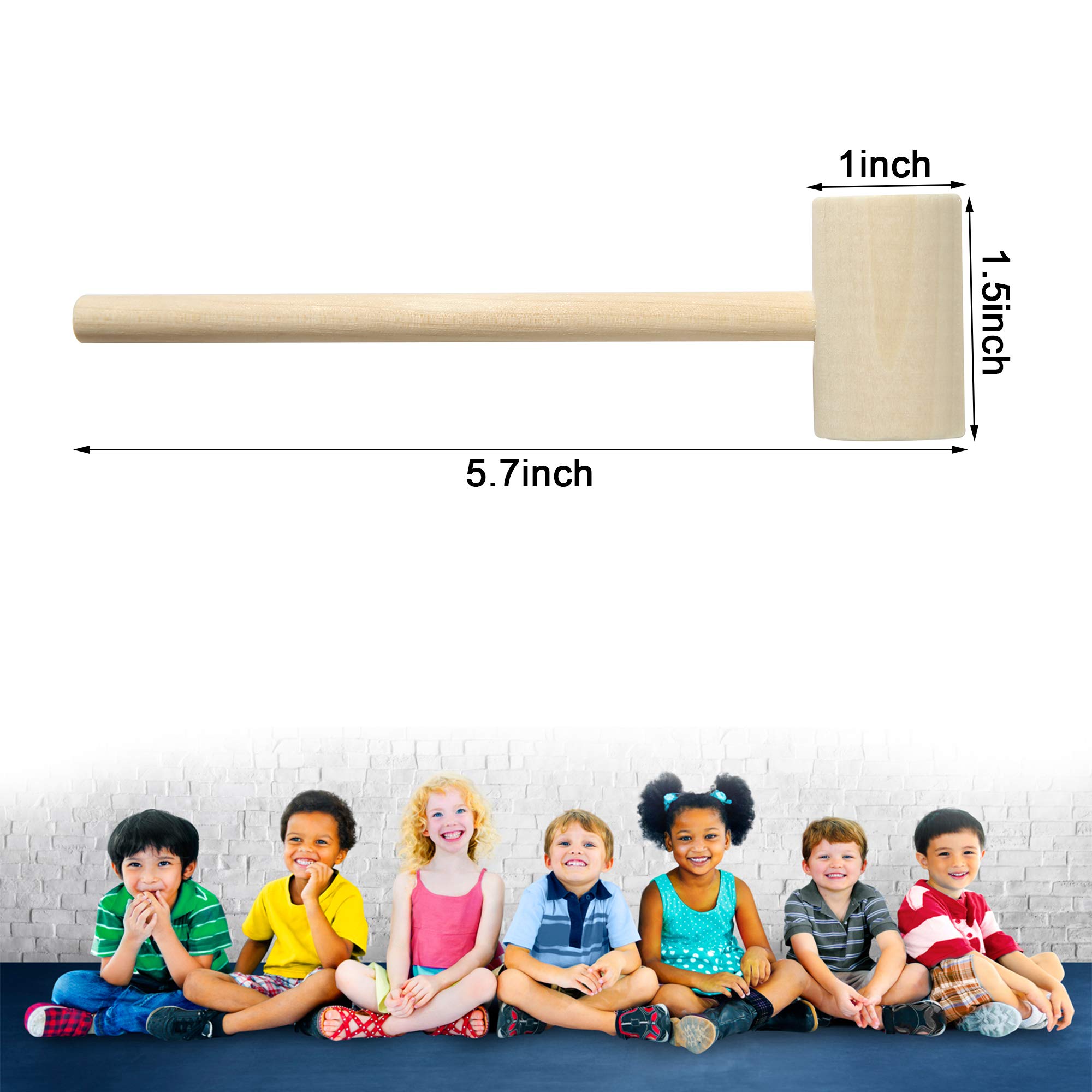 MGTECH 36 Pieces Mini Wooden Toy Hammers for Kids, Natural Wood Crab Seafood Mallets