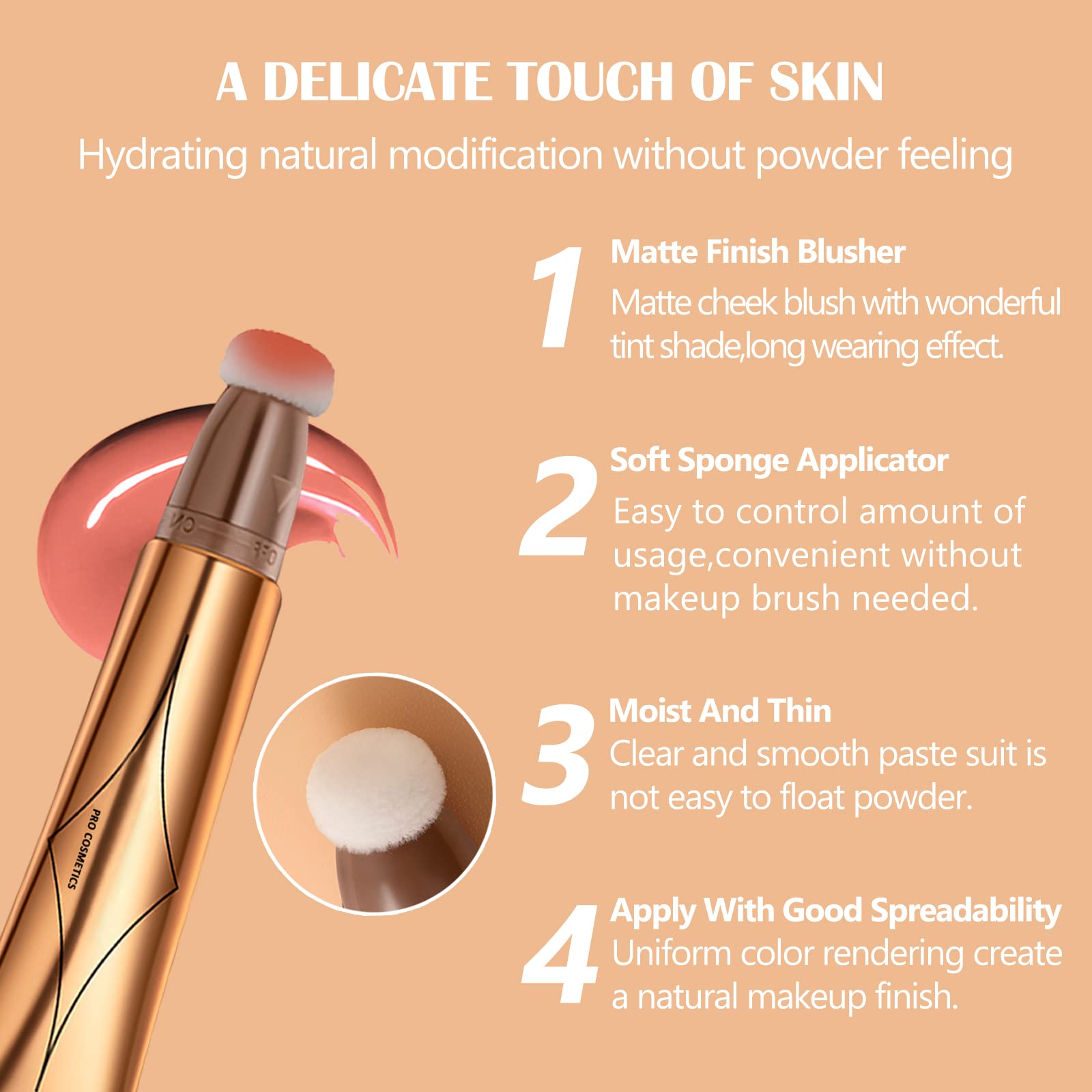 DAGEDA Highlighter Beauty Women Wand, Shimmer Liquid Face Highlighter, Smooth Creamy Liquid Highlighter Stick with Soft Cushion Applicator, Waterproof Body Face Glowing Highlighter Makeup (04)