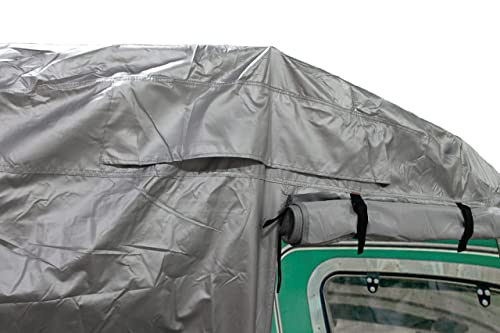 EliteShield ShieldAll Ultimate Teardrop Trailer Cover, Waterproof UV Protection Teardrop Camper Cover Fits 10 Feet to 12 Feet Long, 6 Feet Wide Silver Color