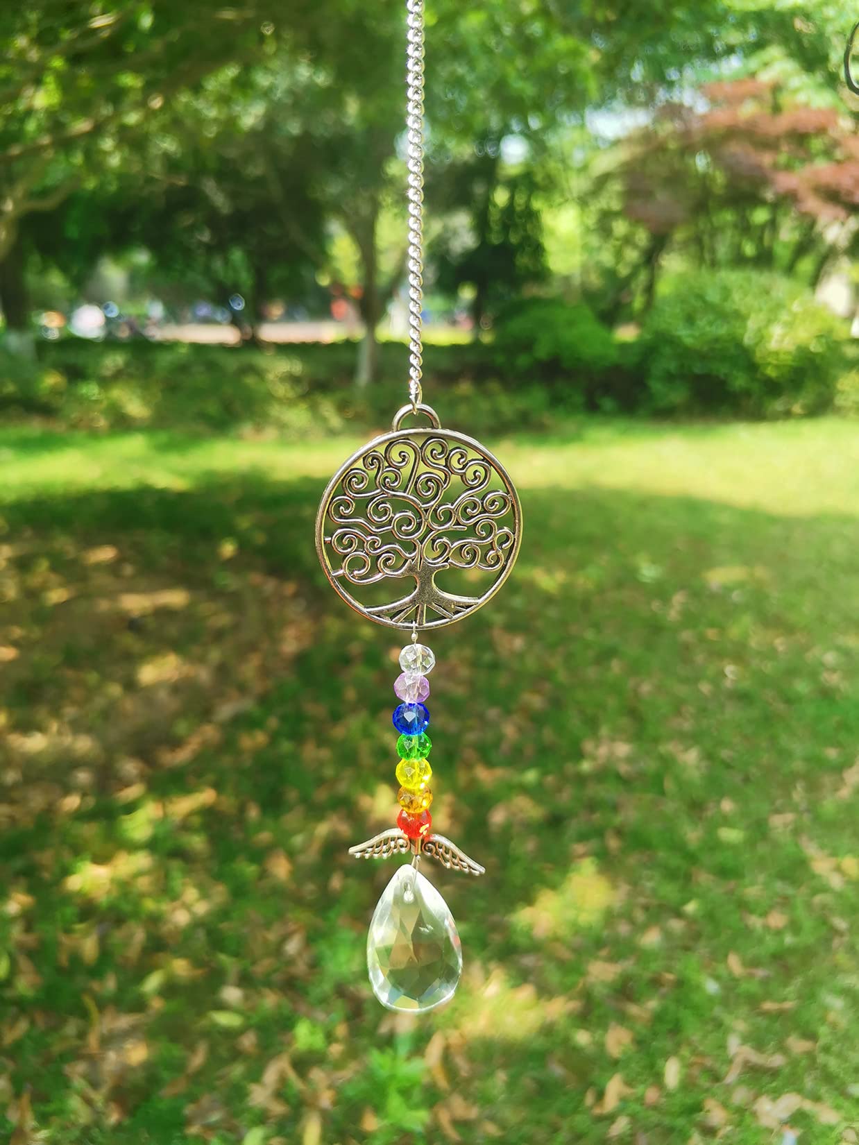 Healing Crystal Car Hanging Tree of Life Accessories Rearview Mirror Window Garden Decorations Wall Home Decor Ornaments