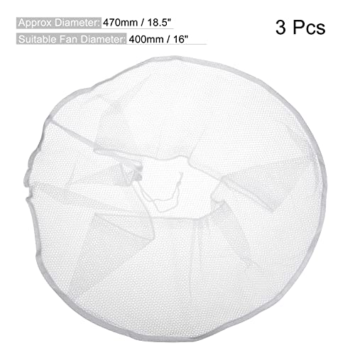 MECCANIXITY Electric Fan Dust Cover 16 Inch Washable Dustproof Guard Mesh Net for Protection, White Pack of 3