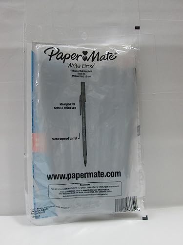 Paper Mate Write Bros Ballpoint Pens, Medium Point (1.0mm), Black, 10 Count