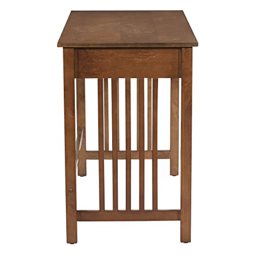 OSP Home Furnishings Sierra Writing Desk with Pull-Out Drawer and Mission Style Side Panels, Ash Brown