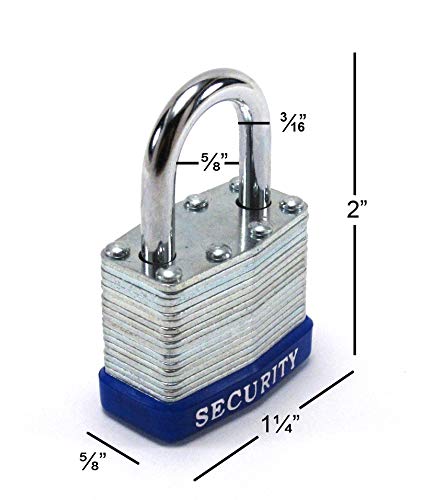 Elitexion Heavy Duty Laminated Steel Padlock, Commercial Grade Keyed Alike 1-Inch (Pack of 6)