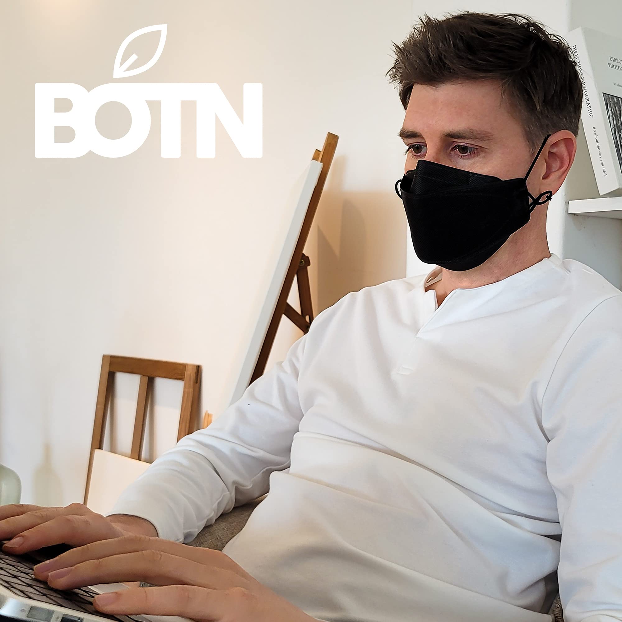 BOTN youth fit 11Pcs KF94 Protective and Safety Face Mask, 4-Layer Filter and 3D Design, Adjustable Strap and Premium Quality Made in Korea (Black, Medium)