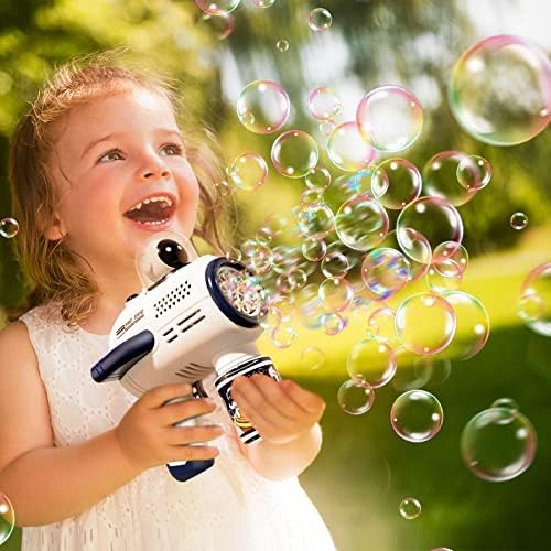 Bubble Machine Gun with Light Automatic Bubble Maker for Kids Toddle Ages Over 3 Years Birthday Gift with 1 Bubble Solution Bubble Blower for Party Space Bubble Machine Gun for Boys Girl Birthday Gift