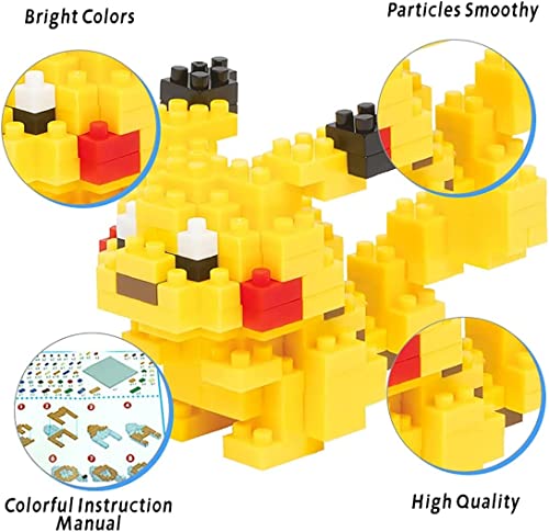 Pocket Monster Micro Building Building Blocks Sets for, 3D Mini Cute Anime Figures Collection Toys 4-PCS Kit Gifts for Adults and Kids