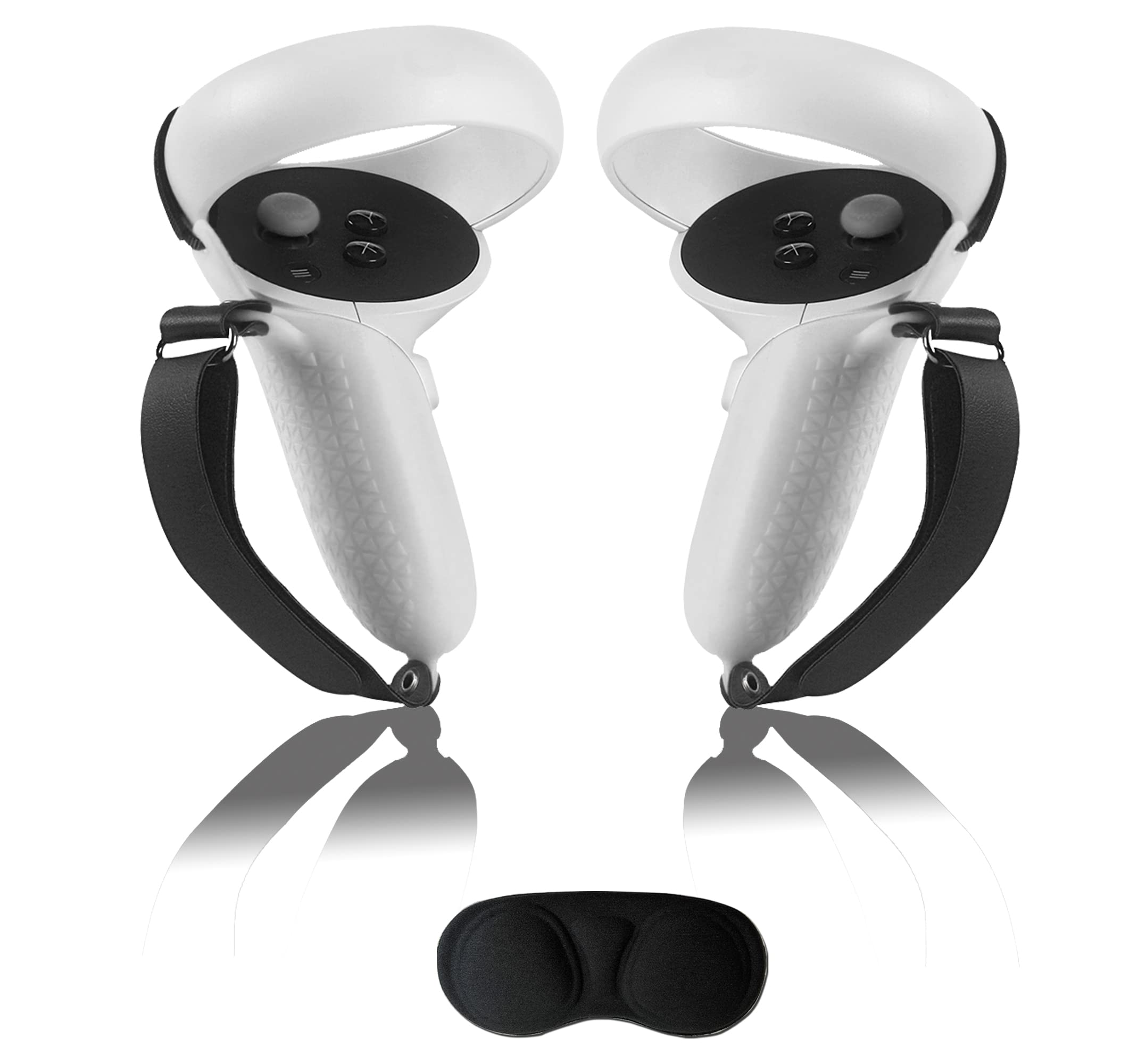 MUGEYMYD Touch Controller Grip Cover and Lens Cover for Oculus Quest 2 Accessories, Sweat-Proof and Anti-Throw, Protector with Knuckle Straps.(White)