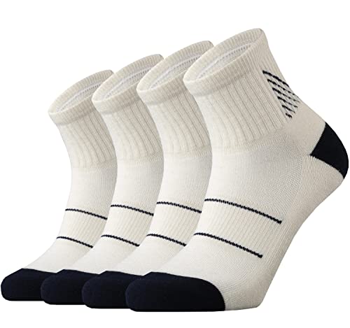 KMM Men's Merino Wool Cushion Low Cut Quarter Socks with Light Cozy Performance for Outdoor Hiking Hike Casual Trail Running(White L)