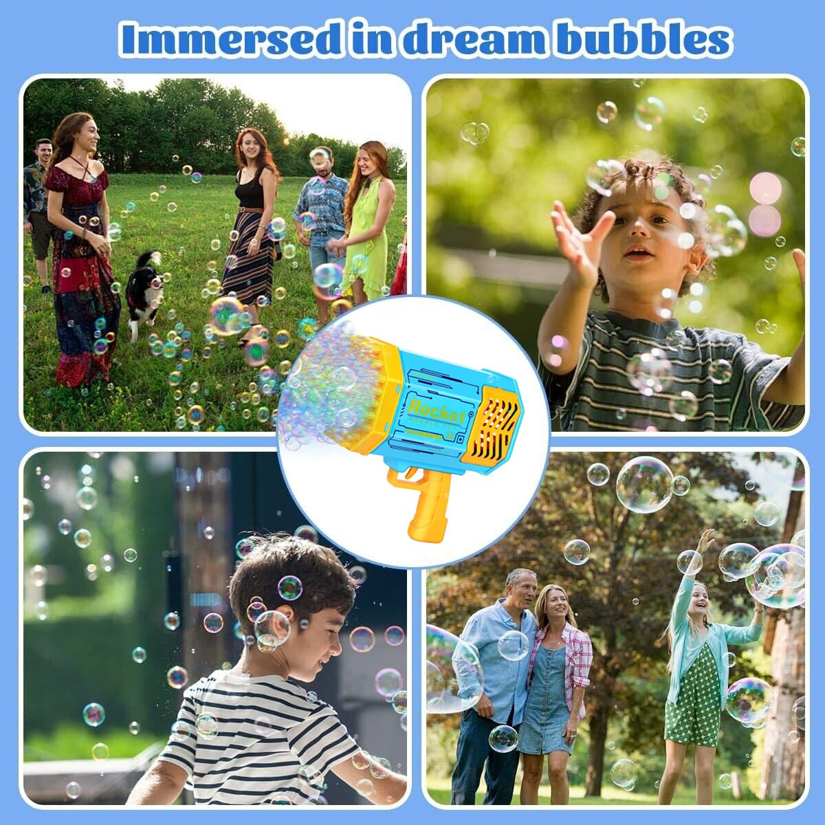 Bubble Maker, Bubble Machine Gun, Bubble Blaster with Lights, Bubble Blower for Toddlers, Outside Toys for Kids Boys Girls Ages 3 4 5 6 7 8 Year Old (Pink)