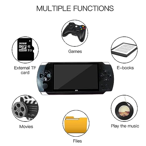 Black Handheld Game Console 4.3 inch Retro Games Consoles Classic Video Games Built-in Preinstalled Rechargeable Battery Portable Style Gaming Consoles