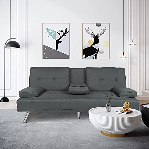 ERYE Modern Futon Sofa Loveseat Convertible Sleeper Couch Bed for Small Space Apartment Office Living Room Furniture Sets,Tufted Upholstered Love Seat