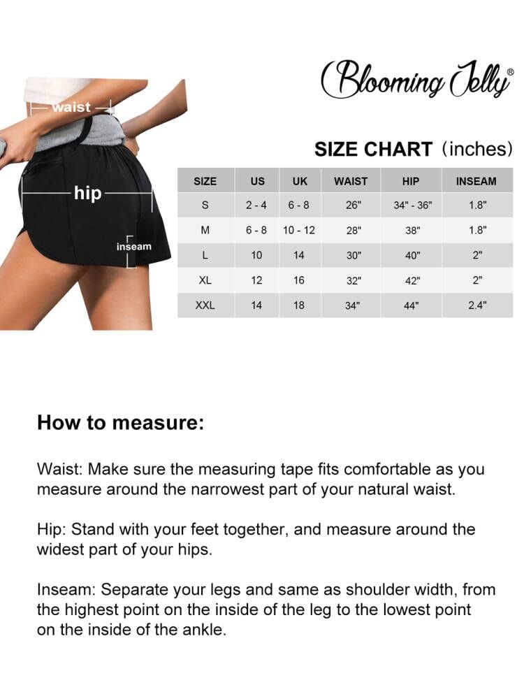 Blooming Jelly Womens High Waisted Running Shorts Tummy Control Workout Sport Shorts Black Athletic Shorts with Pocket(Bluegrey,Small)