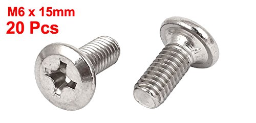 uxcell M6x15mm Male Thread Phillips Flat Head Bolt Screw Suitable for Double Bed Furniture TV Rack Wall Hanging 20pcs