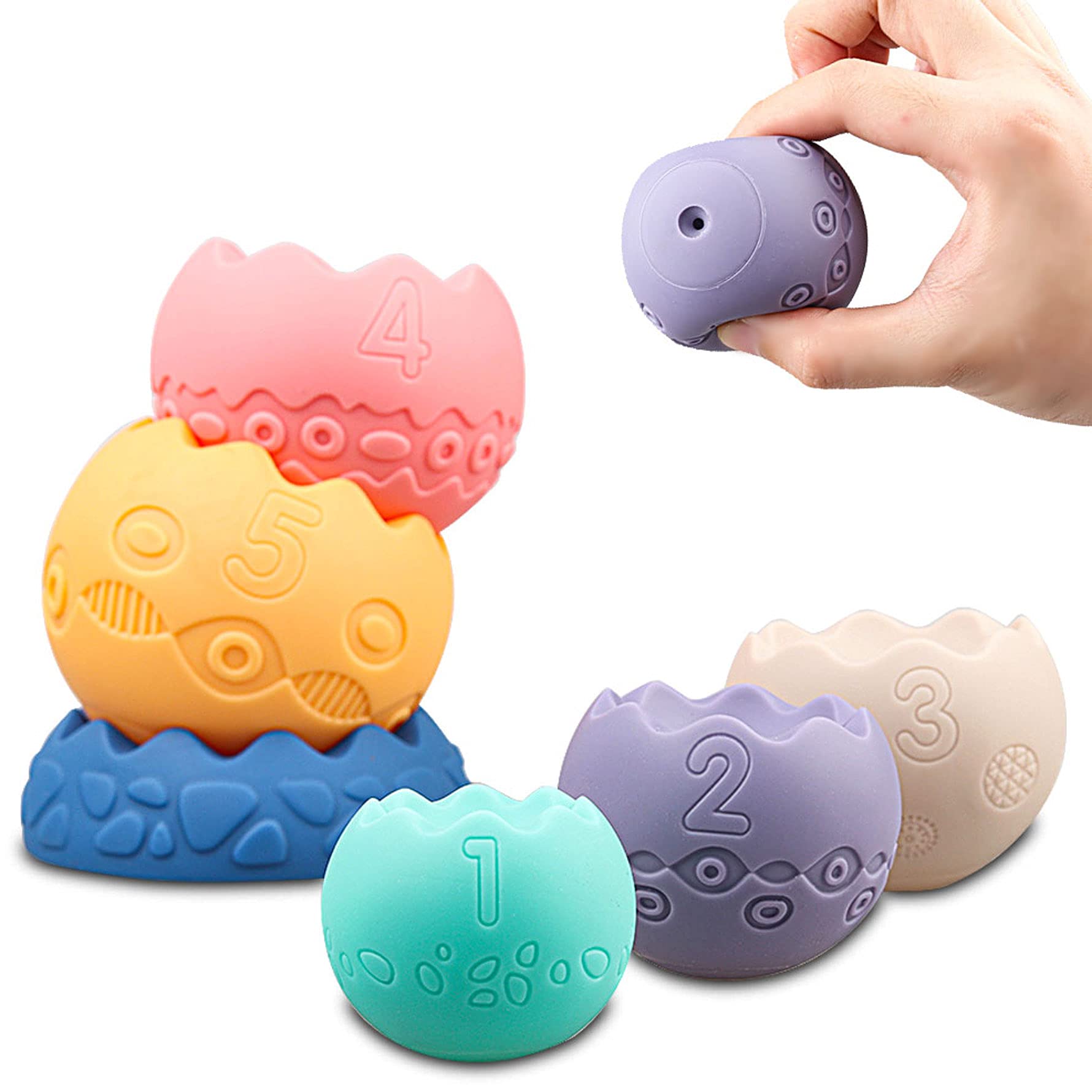 Miawow Stacking Balls Soft Toys for Babies 6 12 18 Months 1 Year Old Girls Boys - Toddlers Sensory Educational Montessori Baby Blocks - Infant Newborn Developmental Teething Learning Stacker Cups