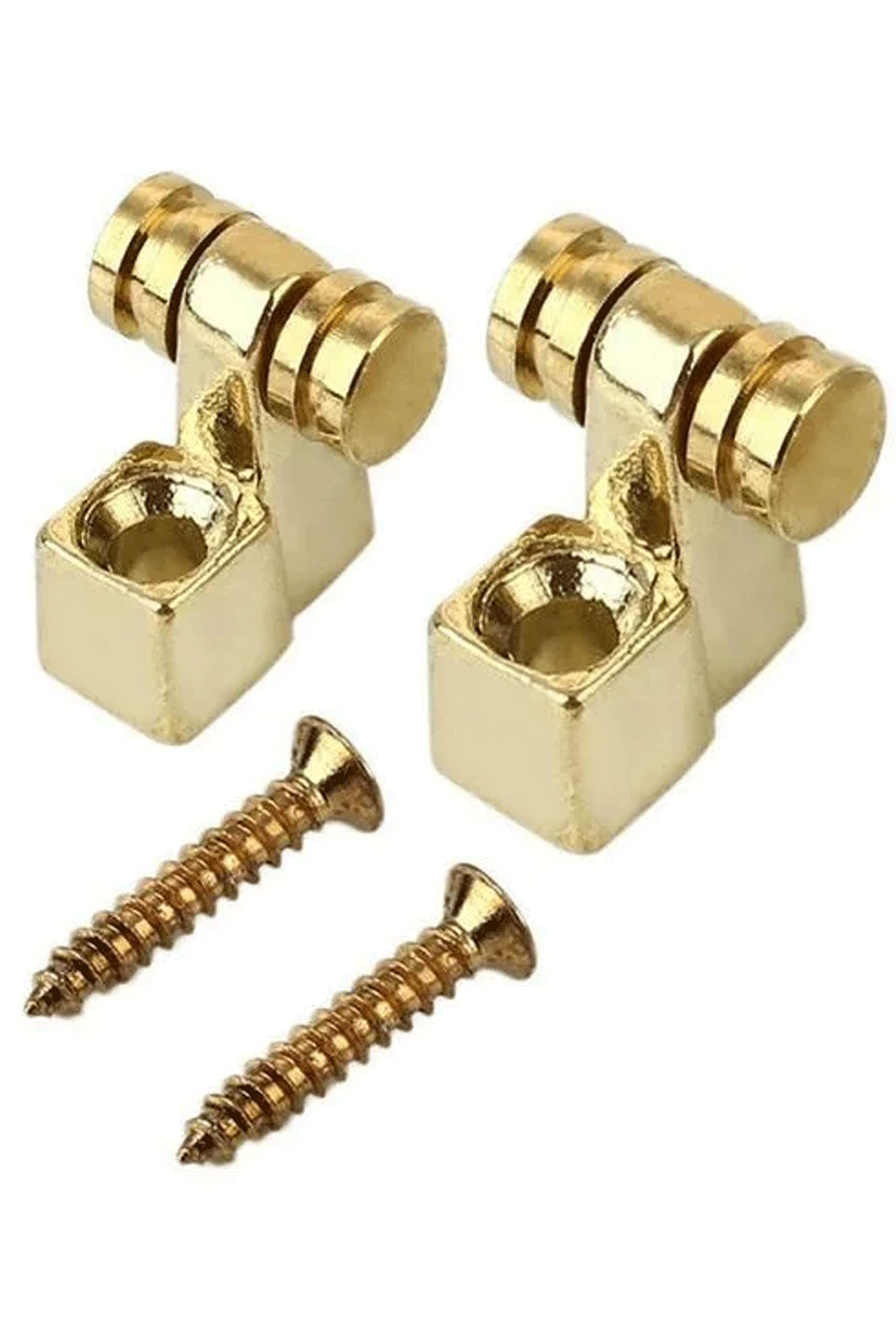 HENGYEE Set of 2 Guitar Roller String Tree Roller String Guides Retainer for Electric Guitars Strat Stratocaster Tele Telecaster Black Gold., (2104-QGZ-GD)