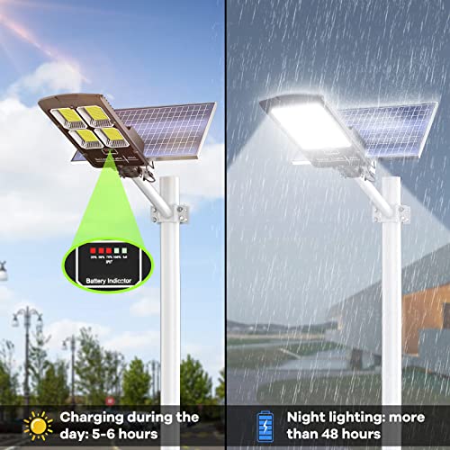 HYPERAZA 1000W Solar Street Lights Dusk to Dawn Solar Light 80000LM High Brightness Remote Controlled Solar Street Light Outdoor with Motion Sensor IP66 Waterproof fit for Yard, Garden, Parking Lot