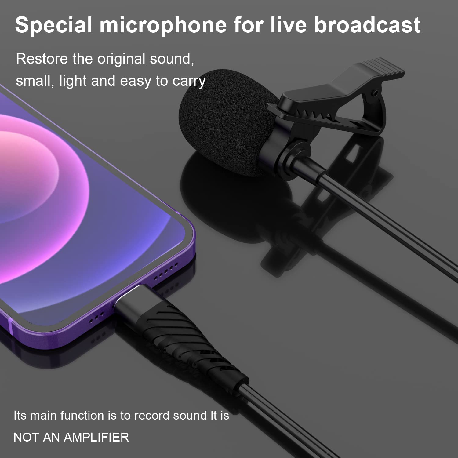 CALGENEX Microphone Professional for iPhone Lavalier Lapel Omnidirectional Microphone for iPad, iPod, Condenser Mic for iPhone Audio & Video Recording, YouTube, Interview, Podcast (9.8 Ft)
