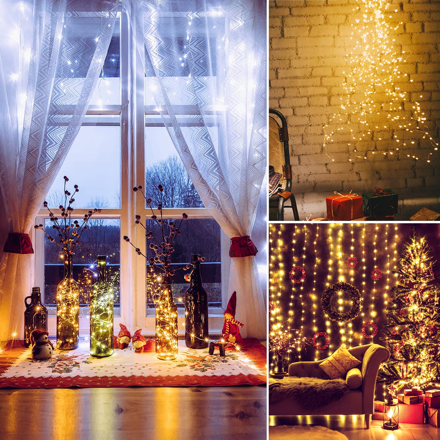DAYBETTER 100Ft 300LED Fairy Lights Plug in, Waterproof USB String Lights Outdoor, 8 Modes with Remote, Copper Wire Twinkle Lights for Bedroom Patio Christmas Decorations (Warm White)(2-Pack 50FT