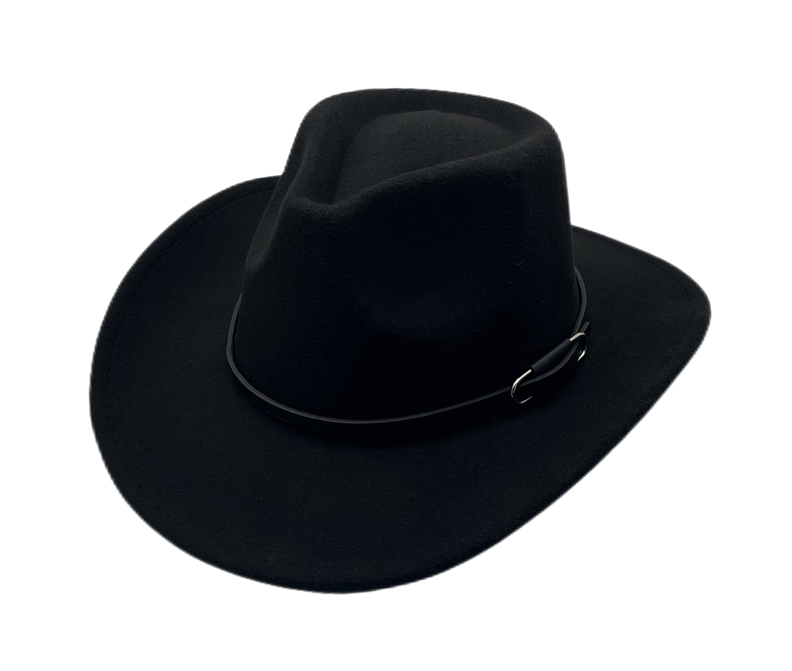 Willheoy Cowboy Hat for Men Women Western Cowgirl Hats Felt Fedora Hat Cowboy Costume Black