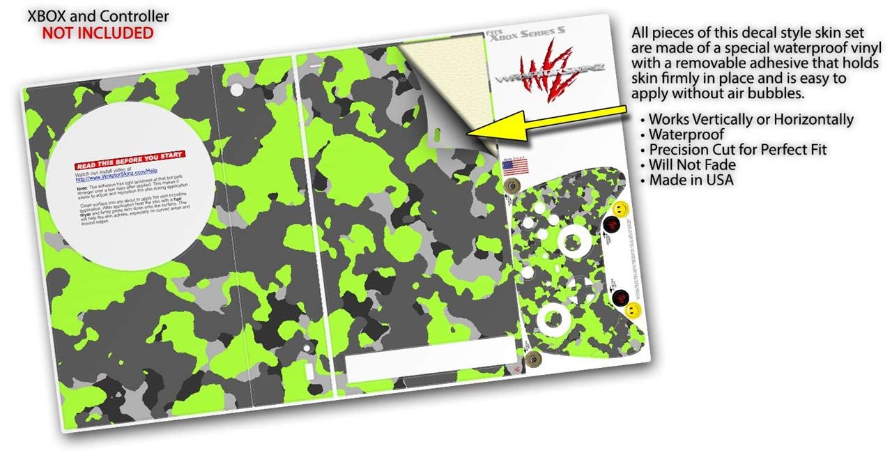 WraptorSkinz Skin Decal Vinyl Wrap compatible with the XBOX Series S Console and Controller WraptorCamo Old School Camouflage Camo Lime Green (GAMING CONSOLE NOT INCLUDED)