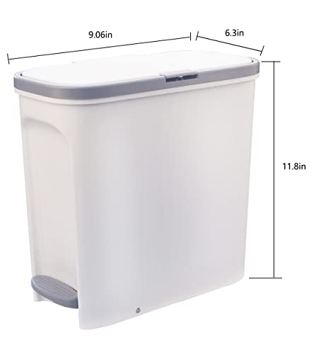 Feisco Small Trash Can with Lid,4 Gallon Trash Can with Foot Pedal and Press Type Lid,Small Bathroom Trash Can Wastebasket Garbage Container Bin for Bathroom Bedroom Kitchen Office (1, White)
