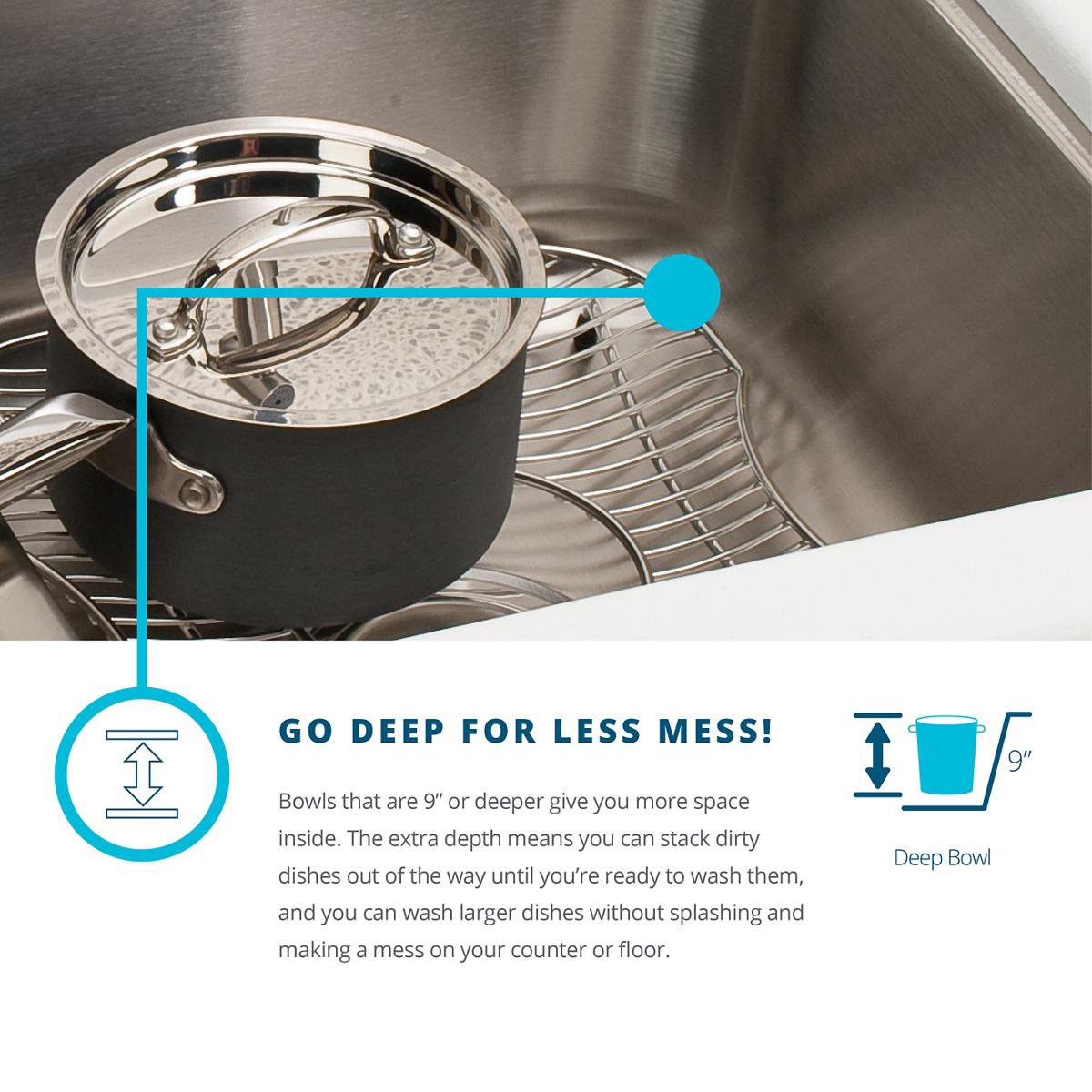 Elkay ELUH241610PD Lustertone Classic Single Bowl Undermount Stainless Steel Sink with Perfect Drain