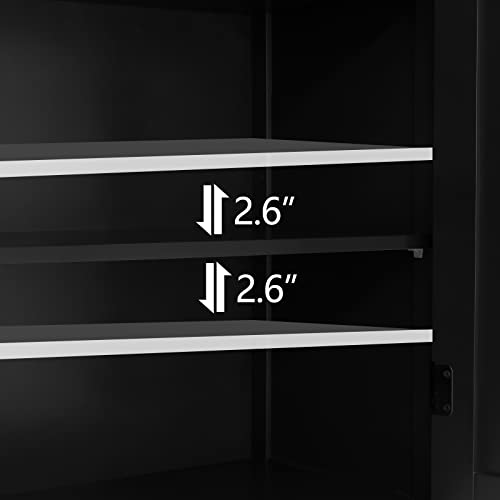Iwell Bathroom Cabinet - Bathroom Storage with 2 Doors & 2 Shelves, 3 Heights Available, Floor Cabinet for Living Room, Bedroom, Kitchen, Home Office, Black.