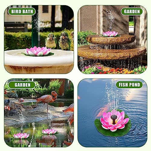 Hiboom 2 Pcs Solar Water Fountain with Lotus Leaf Solar Bird Bath Fountain Pump Solar Fountain with 6 Nozzles Solar Powered Bird Bath Floating Fountain Panel Solar Water Fountain for Fish Tank Pool