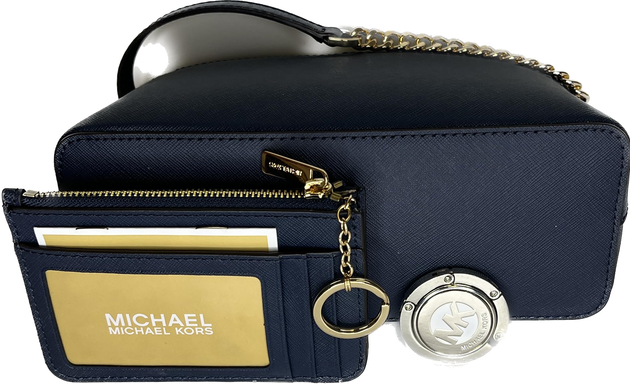 Michael Kors MICHAEL Michael Kors Jet Set Travel MD Dome XCross Crossbody bundled with SM TZ Coinpouch Purse Hook (Pink)