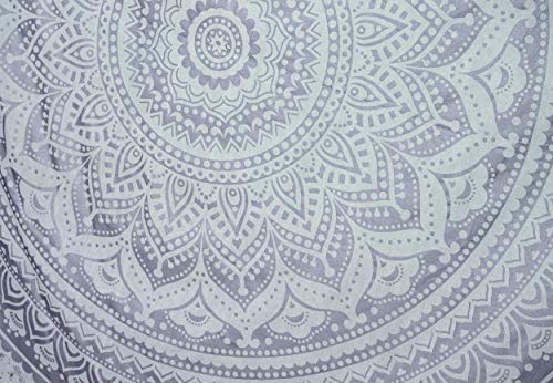 Popular Handicrafts Tapestry Queen Silver Ombre Mandala Hippie Wall Hanging Bohemian Bedspread With Extra Metallic Shine tapestries 84x90 Inches
