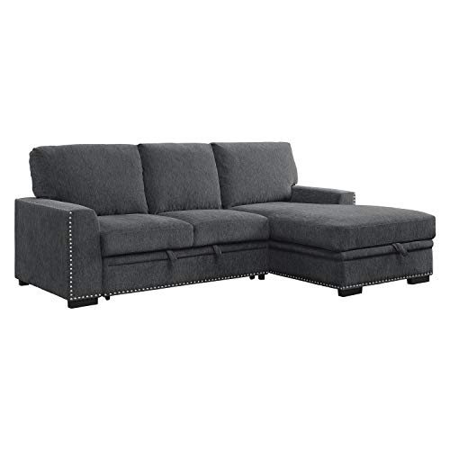 Lexicon Mulligan Sectional Sofa Sleeper, Right Chaise, Charcoal