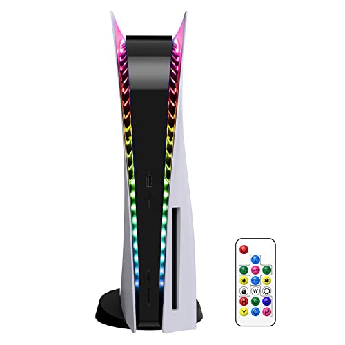 LED Light Strip for PS5 Console, RGB LED Strip 7 Colors 358 Effects with LED5050 Lamp Bead, Flexible Light Strip Sticker with IR Remote for PS5, LED Decoration Accessories for Playstation 5 Console