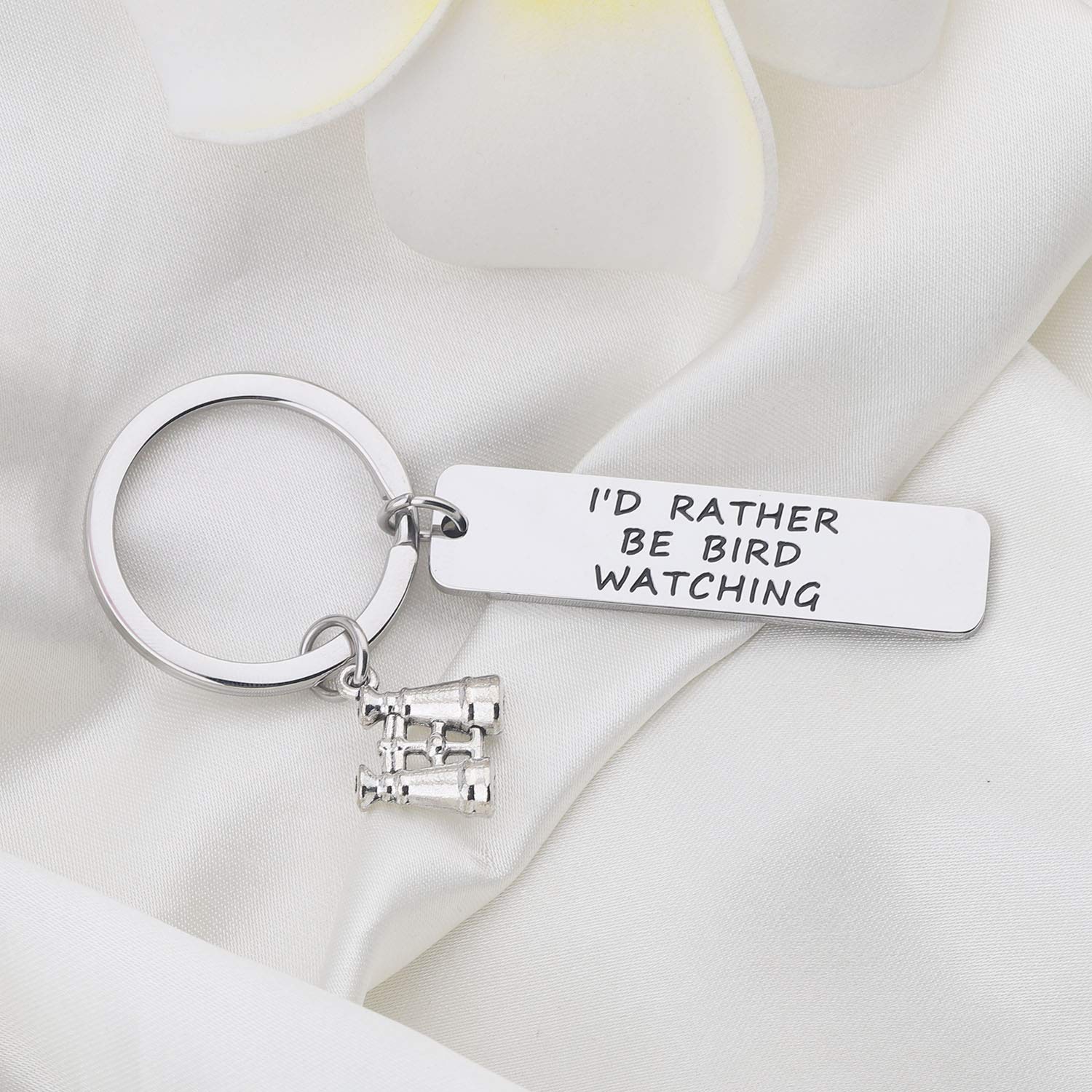 bobauna I'd Rather Be Bird Watching Keychain With Binoculars Charm Ornithology Gift For Ornithologist Bird Watcher (bird watching keychain)