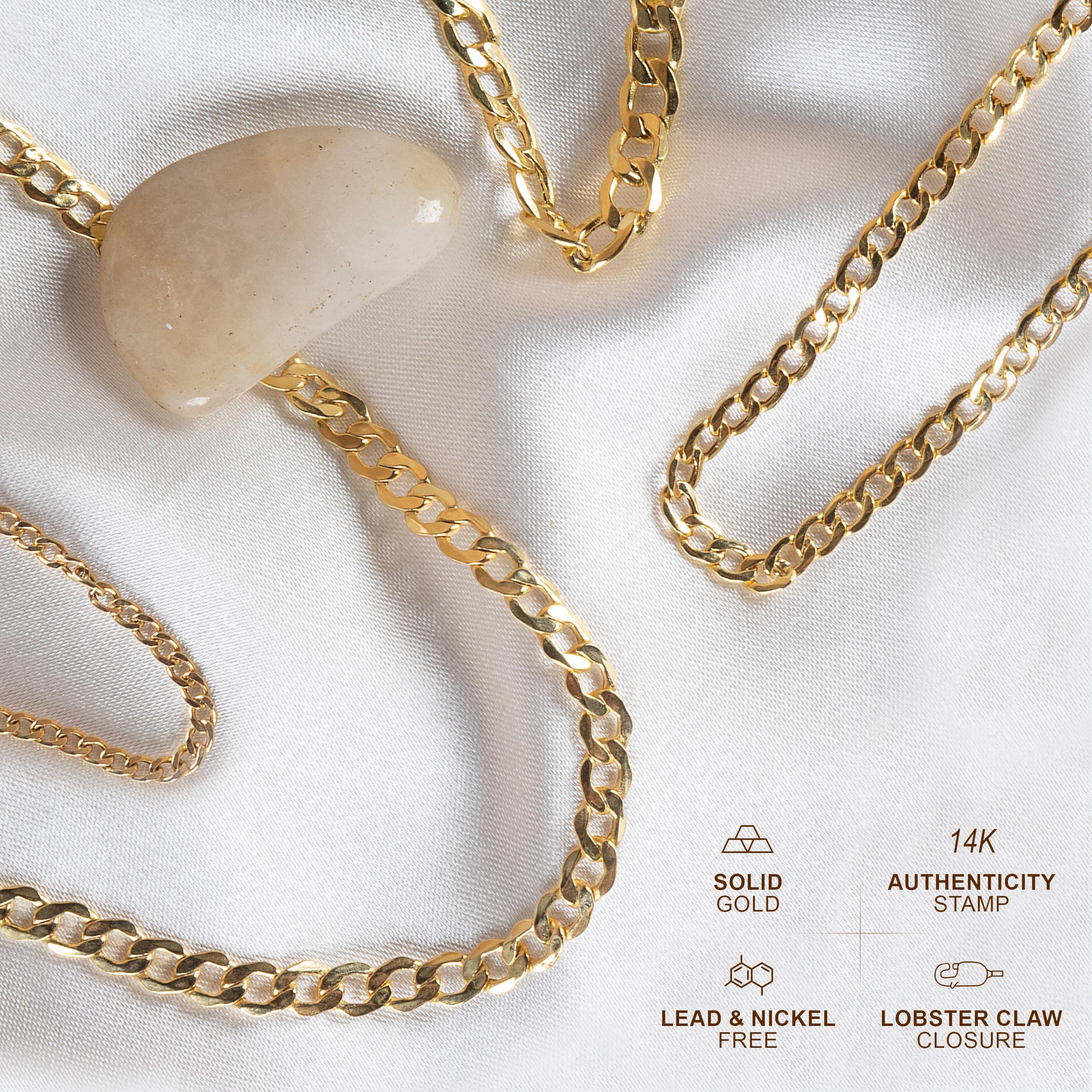 PORI JEWELERS 14K Gold 2.5MM Cuban/Curb Chain Necklace - Made In Italy - (2.5MM, Yellow, 16)