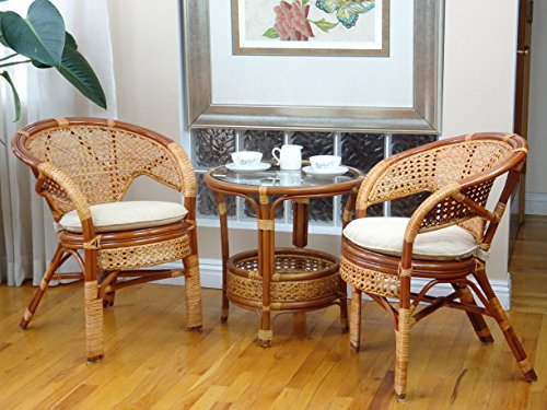 Pelangi Handmade Rattan Dining Wicker Chair W/Cushion, Colonial