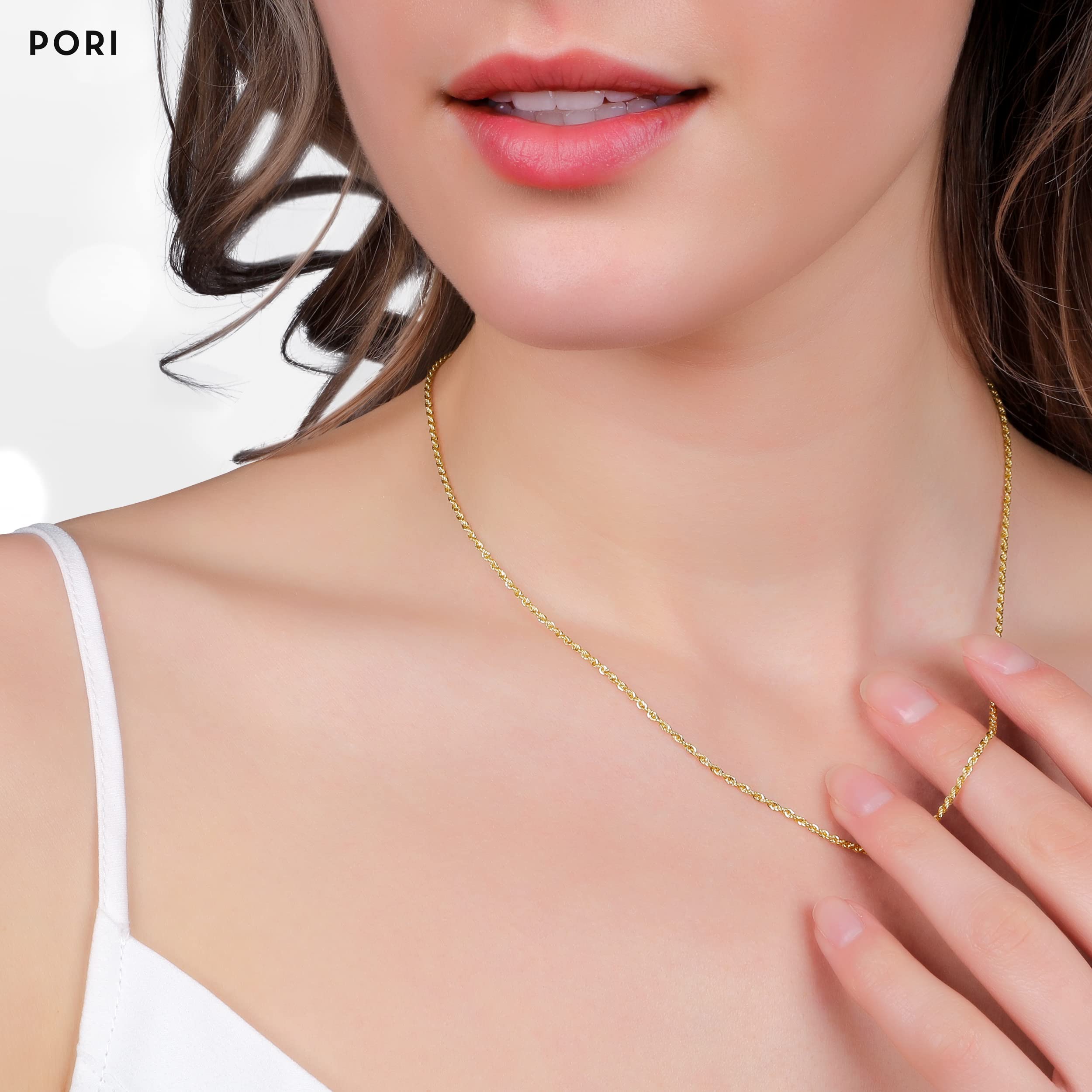 PORI JEWELERS 14K Yellow Gold 1.5MM Diamond Cut Rope Chain Necklace, Sizes - 20 Inches