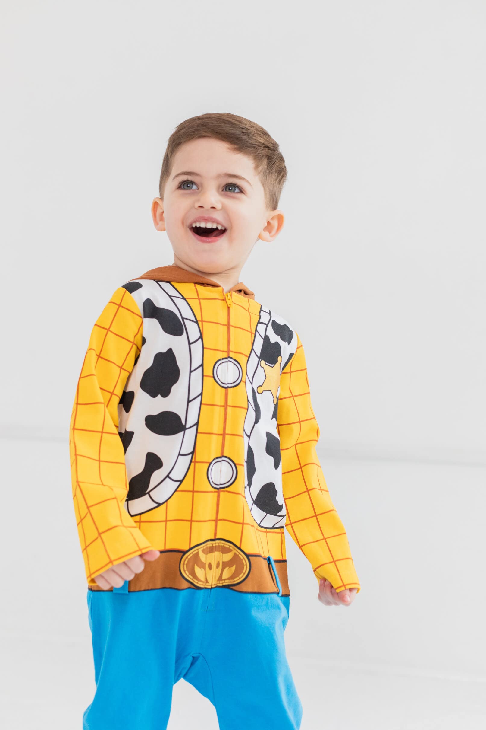 Pixar Toy Story Woody Toddler Boys Zip Up Coverall Blue/Yellow 2T