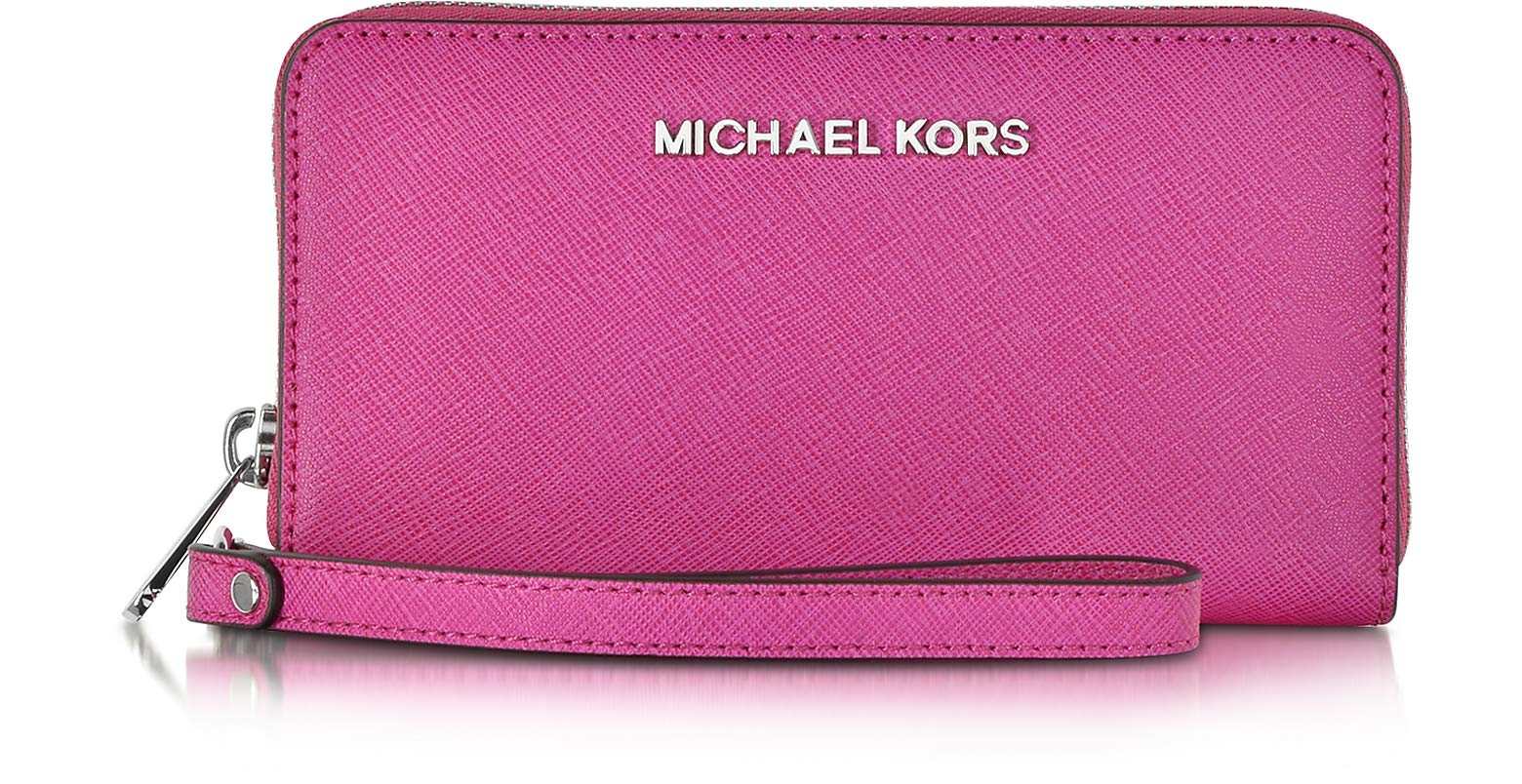 Michael Kors Women's Jet Set Wallet (Raspberry/Silver)