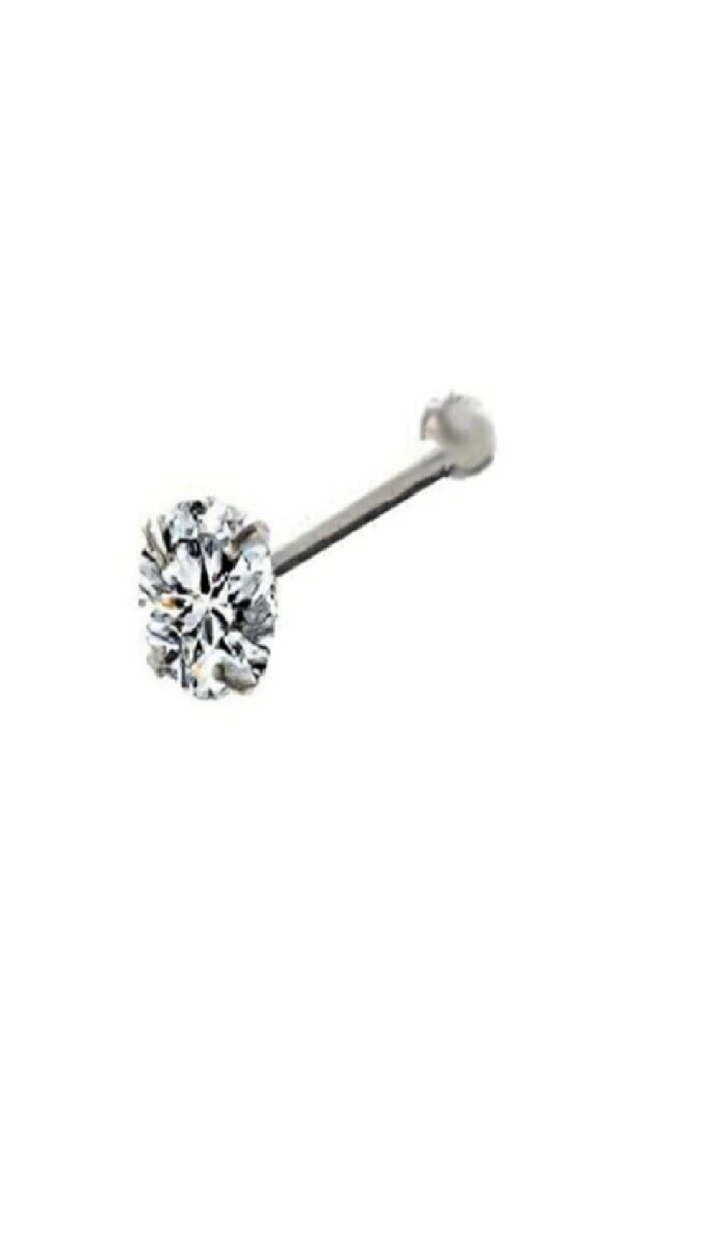 Begonia Accessory 925 Sterling Silver Solitaire Nose Ear Stud Piercing (2,5 mm, transparent)