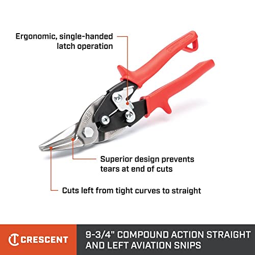 Crescent Wiss 9-3/4" MetalMasterĀ® Compound Action Straight and Left Aviation Snips - M1R
