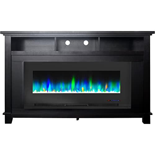 Cambridge San Jose 57'' Electric Fireplace with Crystal Insert, Multi-Color LED Flame, Remote, and Adjustable Heat Settings