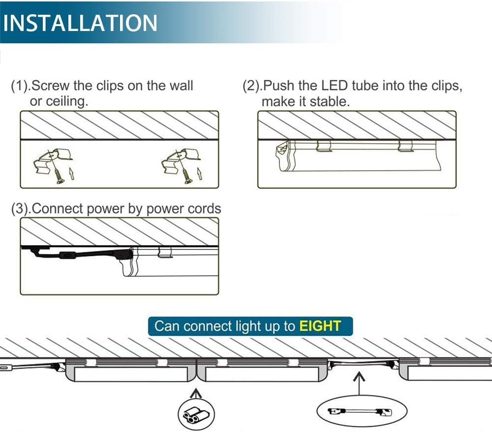 Barrina LED T5 Integrated Single Fixture, 4FT, 2200lm, 6500K (Super Bright White), 20W, Utility Shop Light, Ceiling and Under Cabinet Light, garage Light with Built-in ON/Off Switch