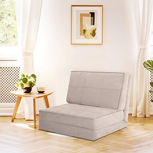 Giantex 5-Position Adjustable Convertible Flip Chair, Sleeper Dorm Game Bed Couch Lounger Sofa Chair Mattress Living Room Furniture, Gray