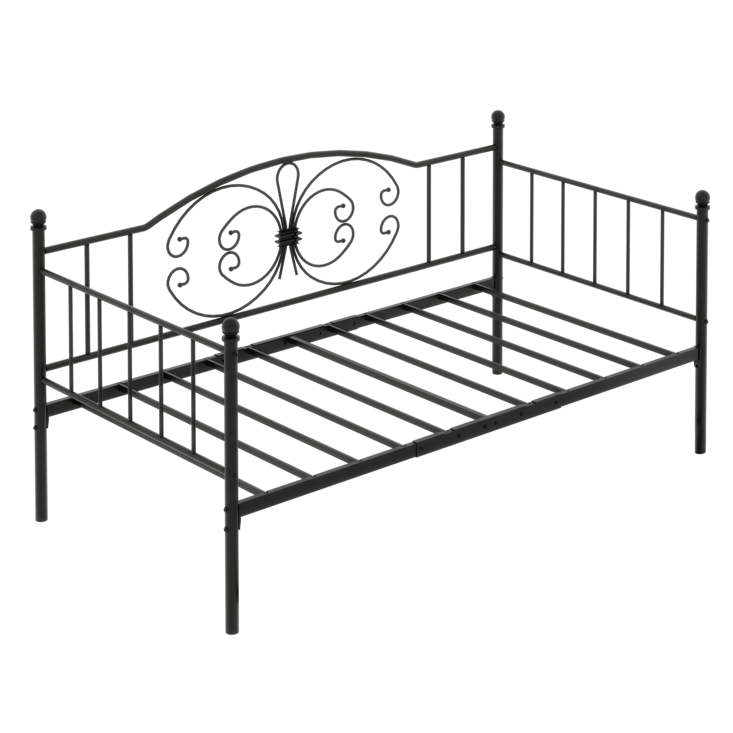 Doletaitan Twin-Daybed-Frame-Victoria-Metal Sofa-Bed - Platform Mattress Foundation with Steel Slat Support for Adult,Multi-Functional Furniture-Black
