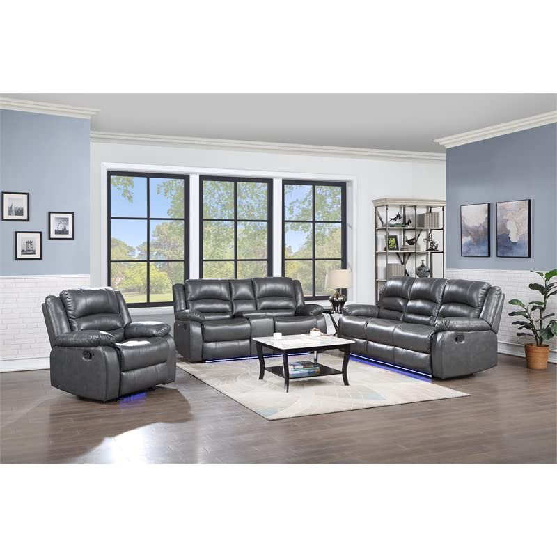 Galaxy Home Furnishings Martin Manual Reclining Loveseat Finished with Faux Leather/Wood in Gray