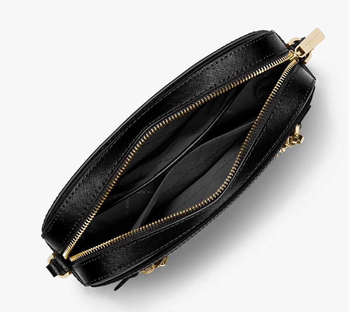 MICHAEL Michael Kors Jet Set Large Crossbody Bag bundled with Jet Set Travel SM Zip Card Case Wallet (Black/Python Embossed)